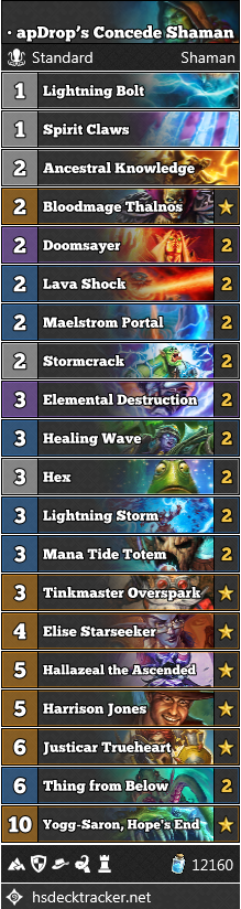 하스스톤 apDrop 항복(컨트롤) 주술사 - 하스스터디